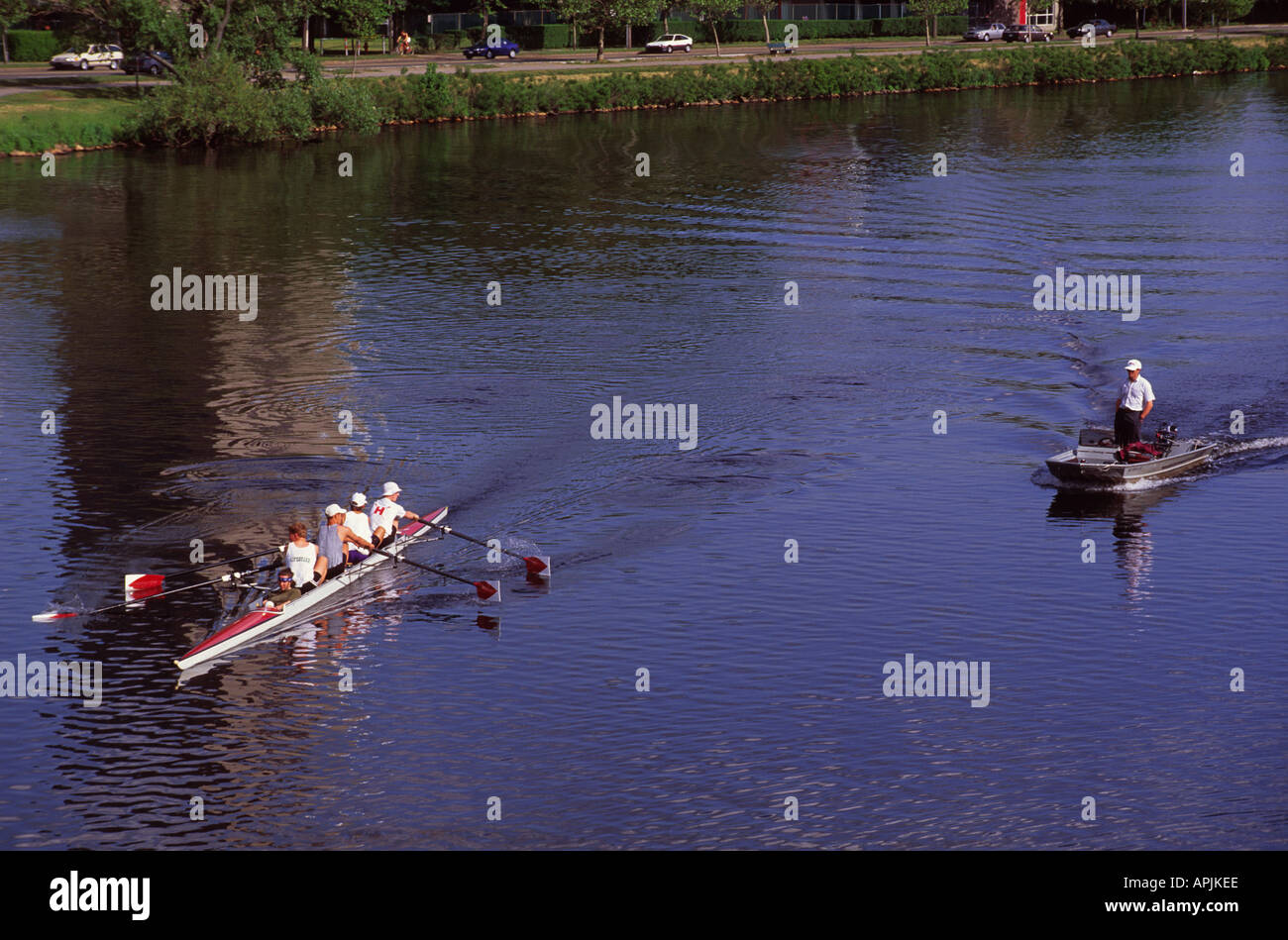 USA Cambridge Harvard University Team Sculling on the Charles River ...