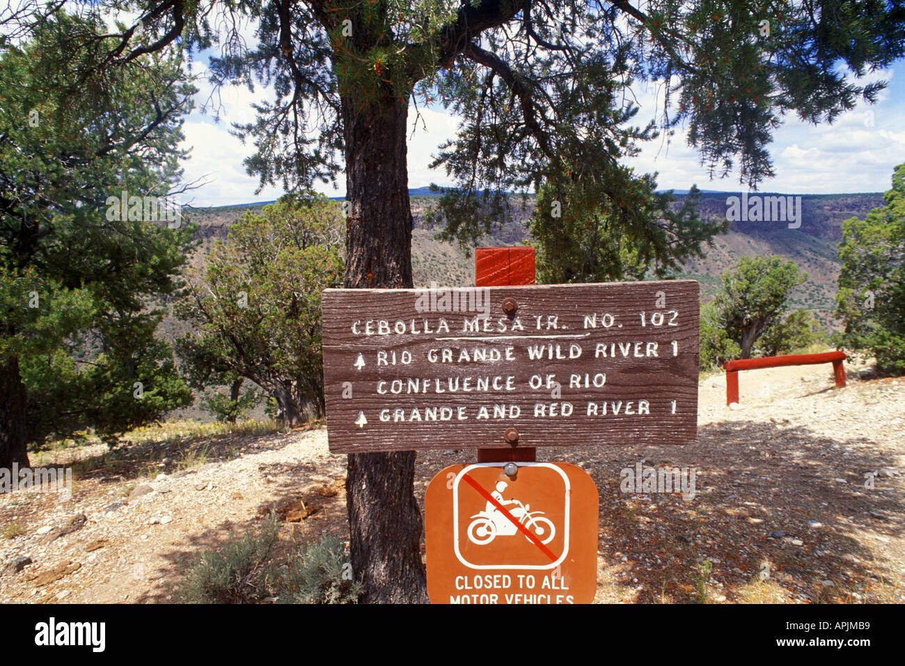 Taos New Mexico The Rio Grande River sign. State Park, Southwestern USA ...
