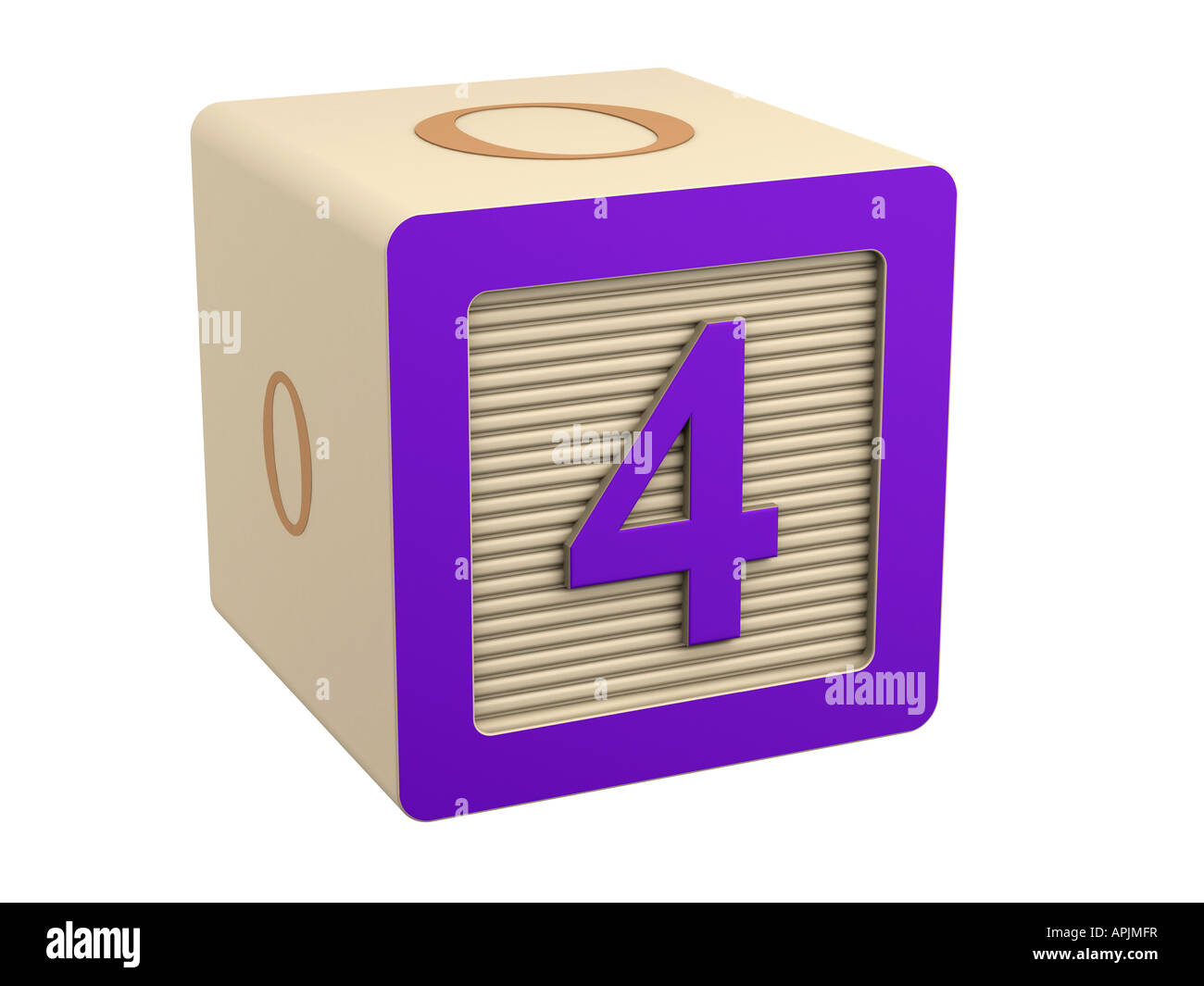 toy wooden block 4 purple four Stock Photo - Alamy