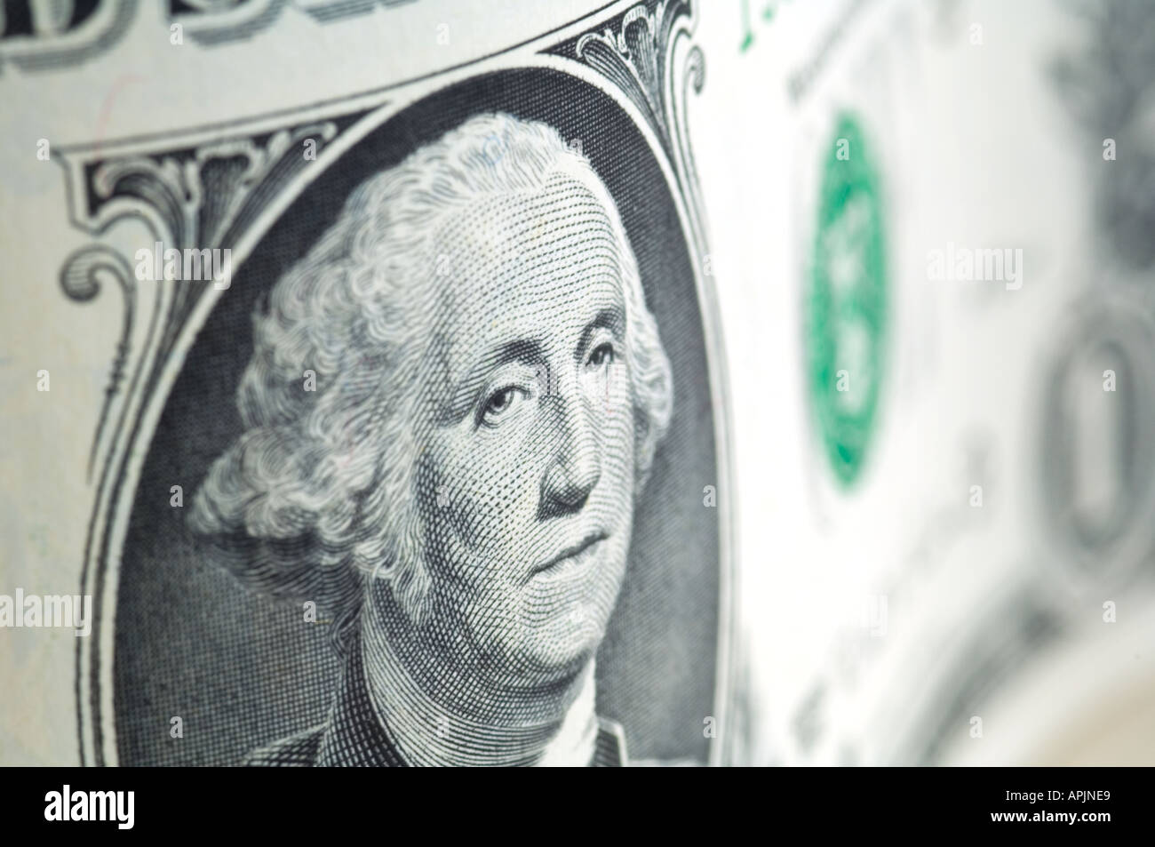 closeup of one dollar bill US with George Washington portrait Stock ...