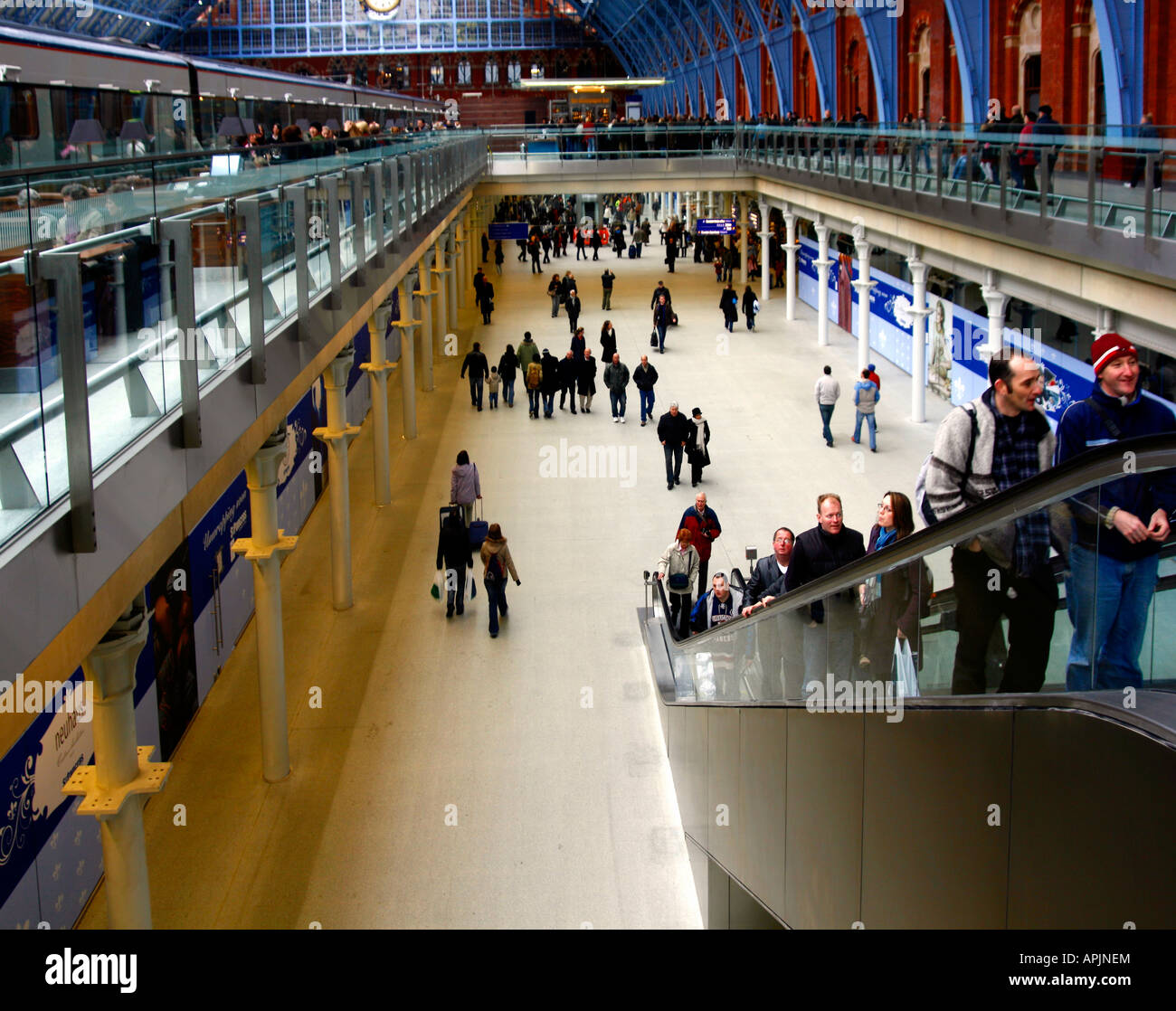 The concourse of St Pancras station seen from the platform level. To ...