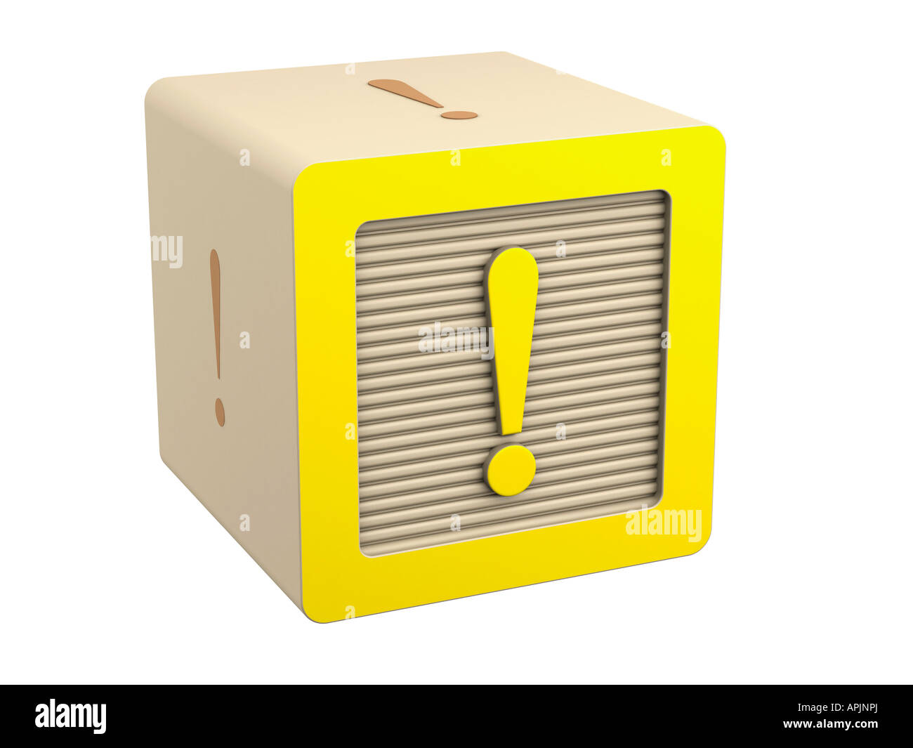 toy wooden block exclamation mark symbol sign yellow Stock Photo - Alamy
