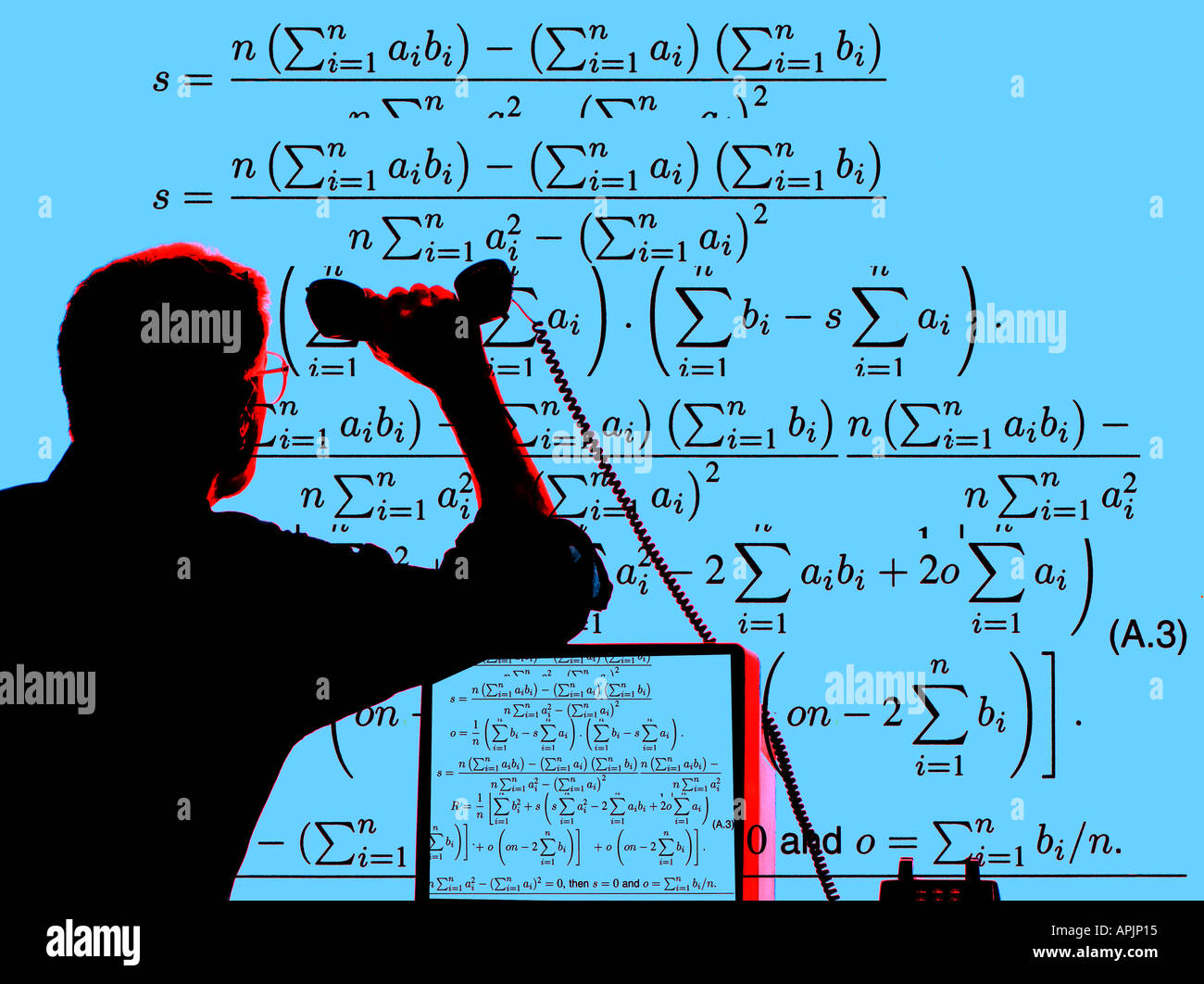 Mathematical Symbols Image On Large Monitor And Background Screen With Medical Technician With 6917