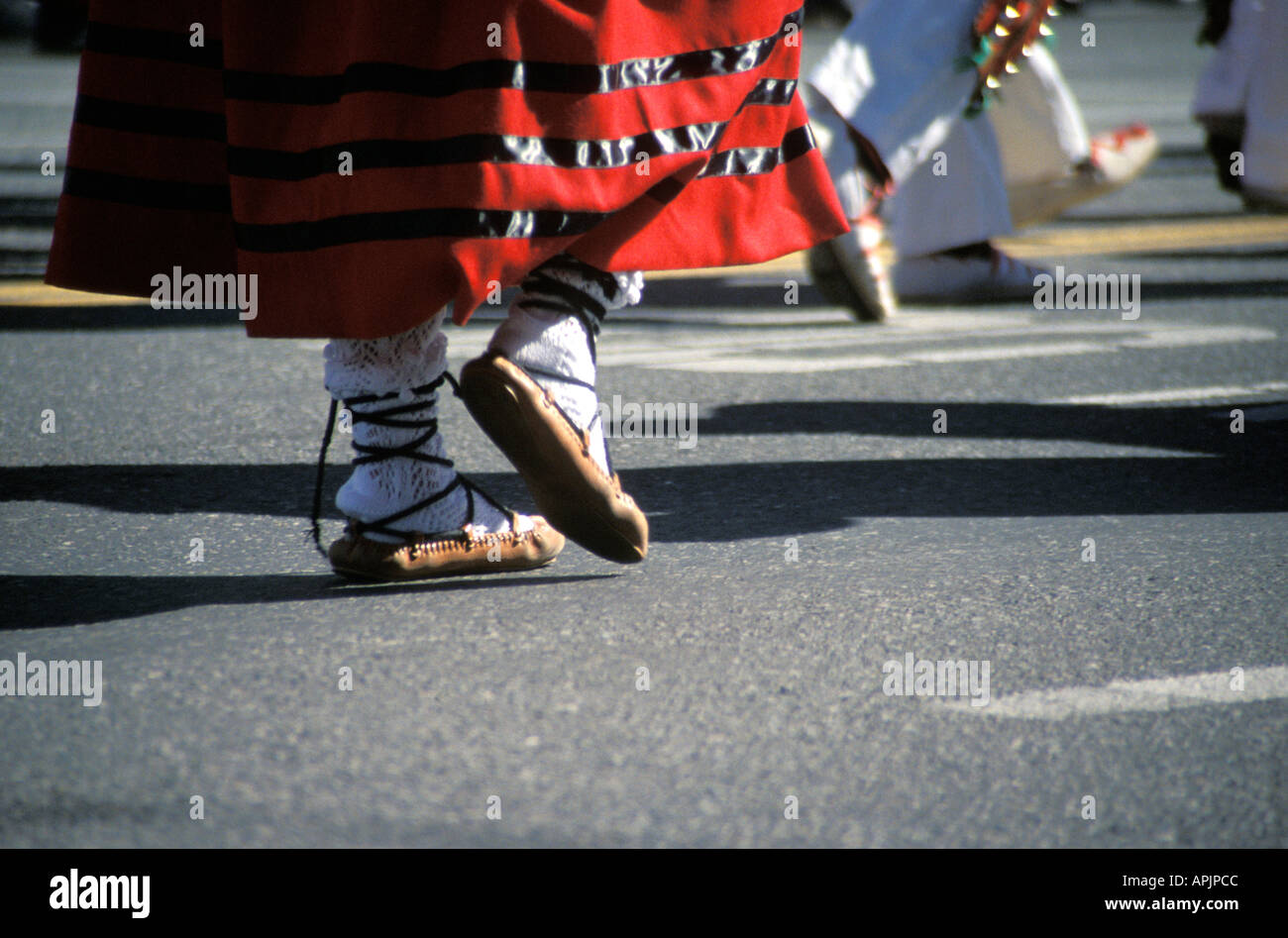 Idaho Ketchum close up of a female Basque dancer s traditional lace up ...