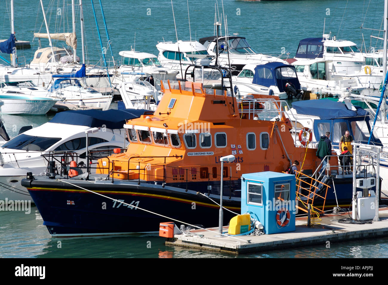 RNLI Lifeboat Holyhead Marina Stock Photo - Alamy