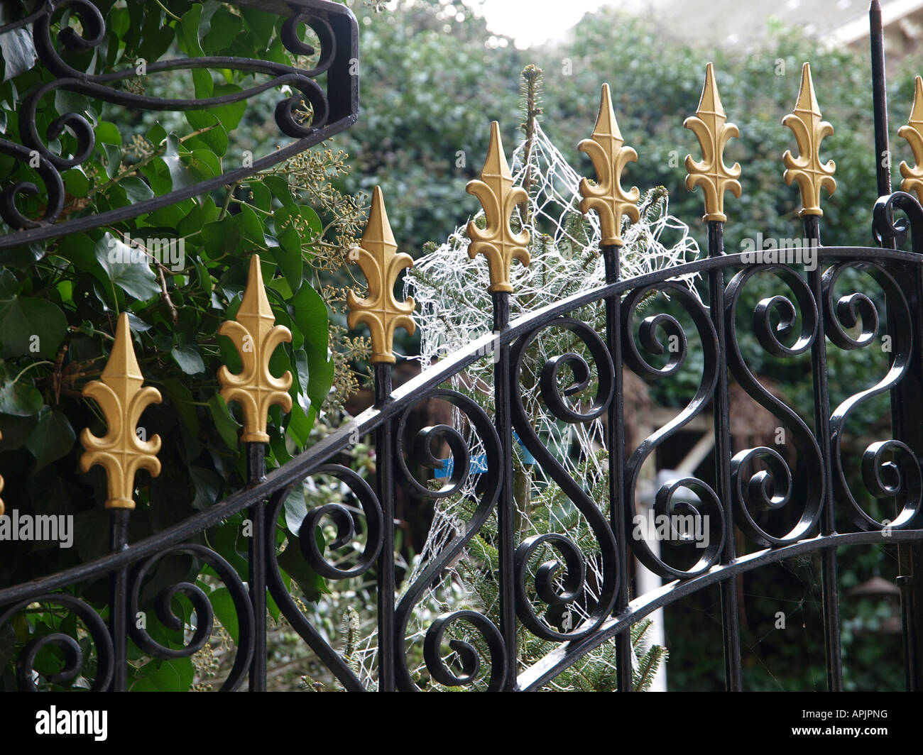 pointed gate at entrance to private garden Stock Photo - Alamy