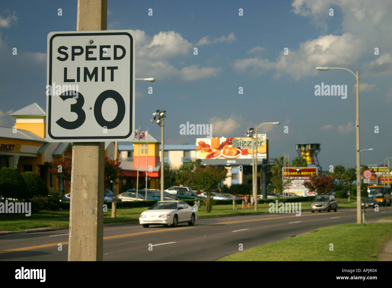 Speed Limit 30 mph warning sign on International Drive Florida United ...