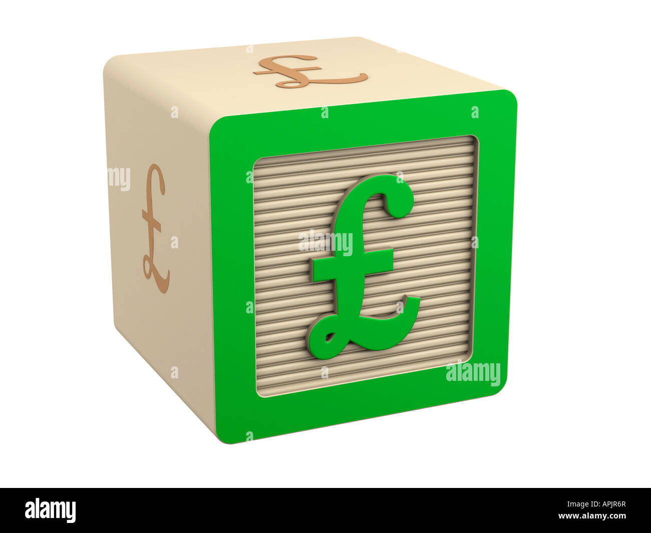 toy wooden block green pound sterling currency symbol sign Stock Photo ...