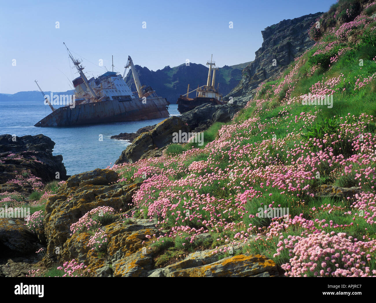 Shipwreck of the Demetrios in 1993 at Prawle Point Devon England UK ...