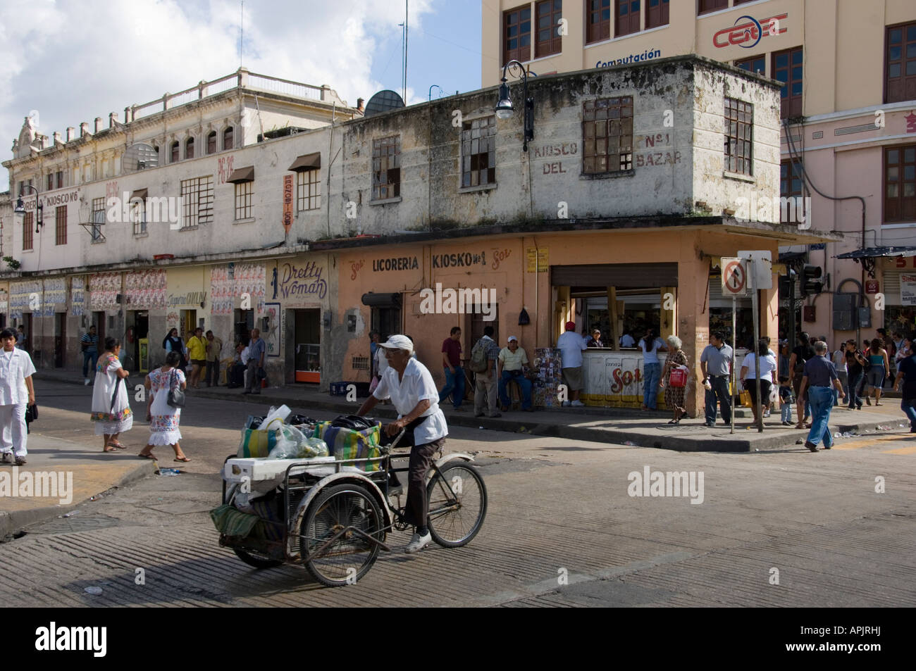 Man on Bike, Merida. Mexico Stock Photo - Alamy