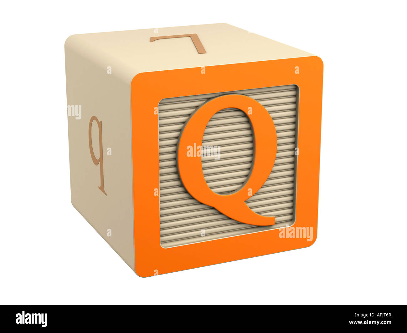 toy wooden block Q orange Stock Photo - Alamy