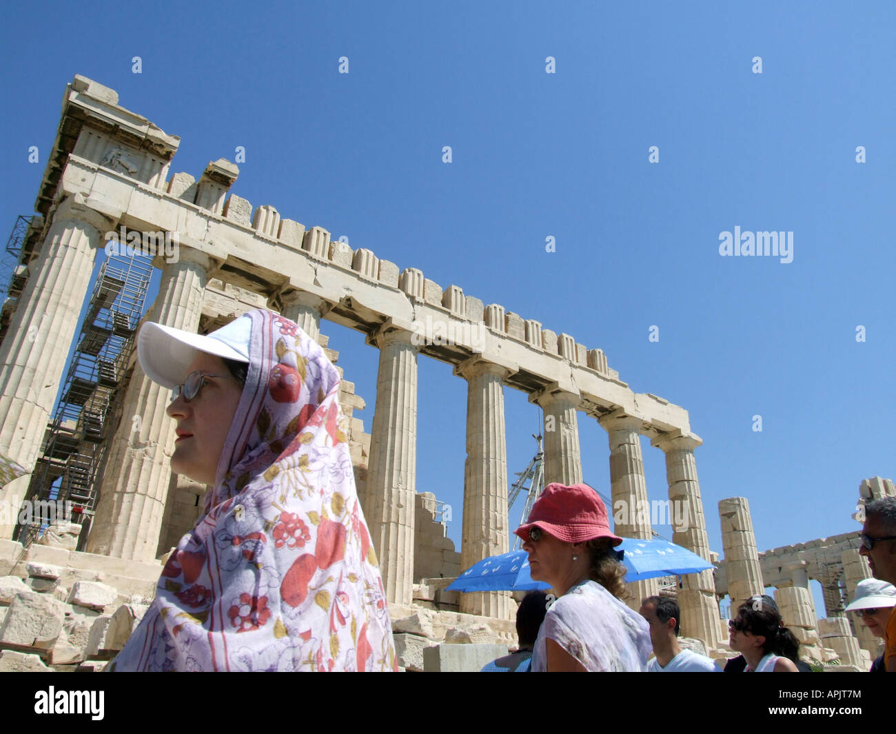 tourists by the parthenon in athens, greece Stock Photo - Alamy