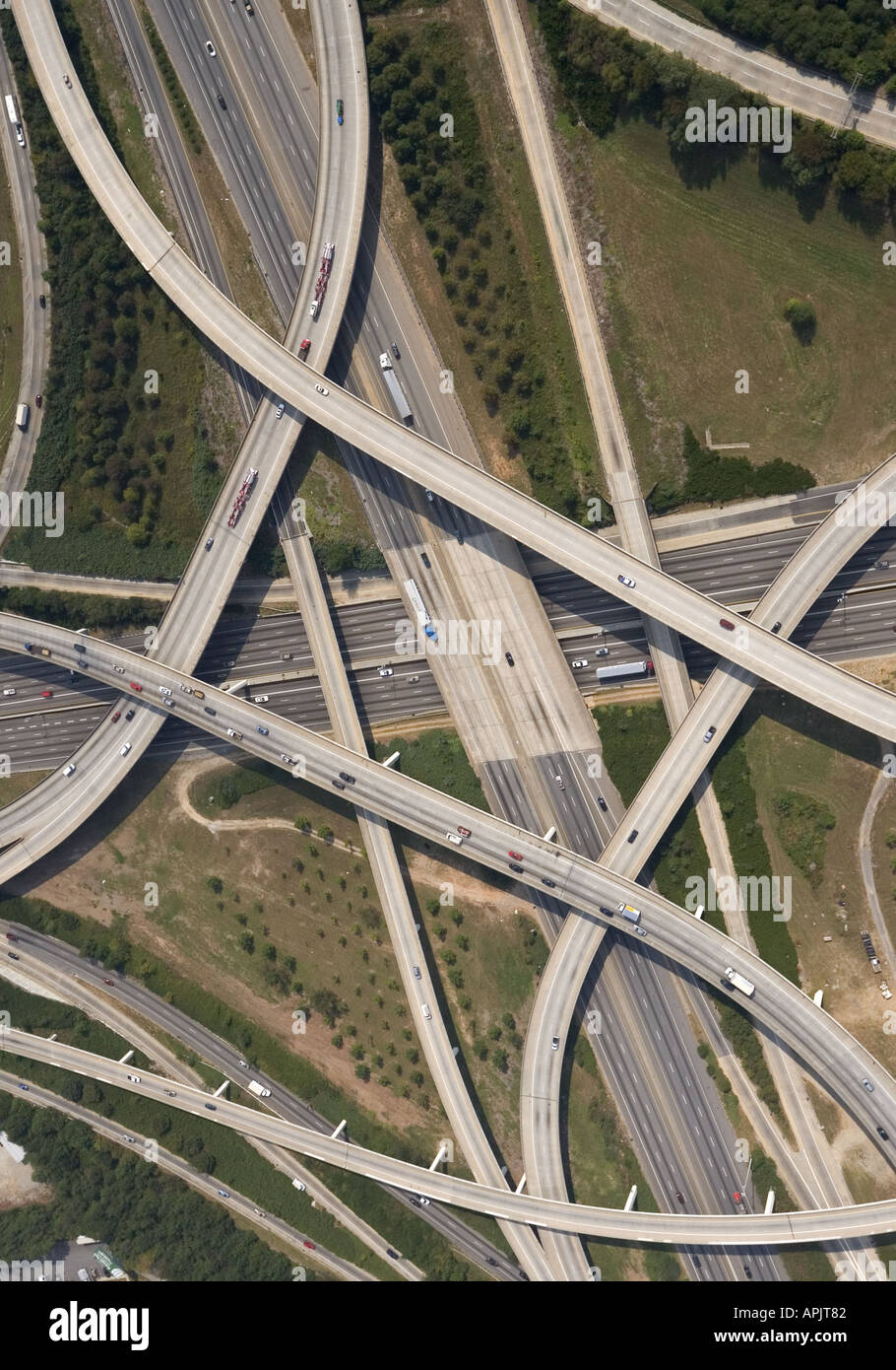 Aerial view of Interstate Cloverleaf Highway Intersection in Atlanta ...