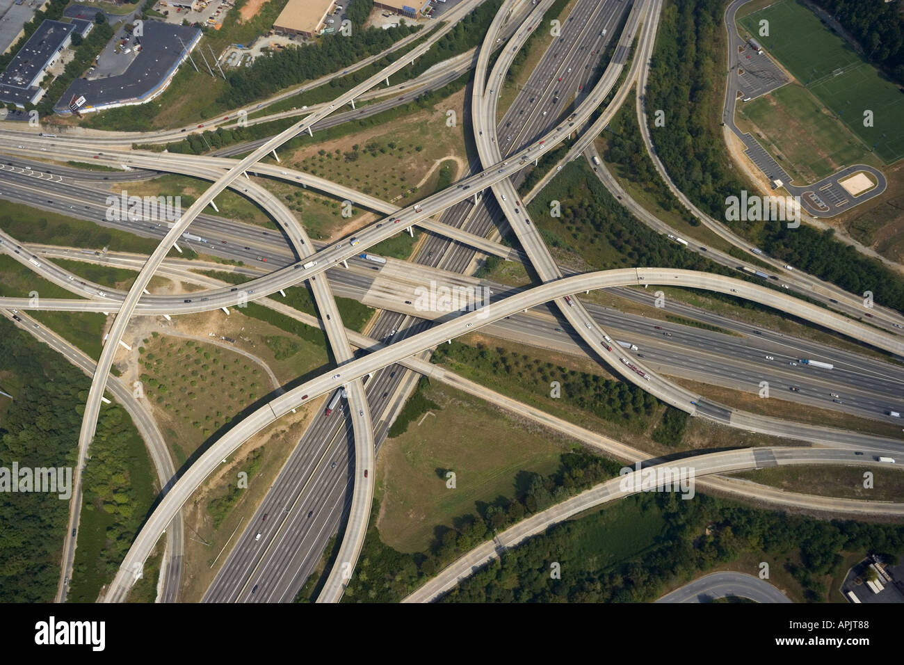 Aerial view of Interstate Cloverleaf Highway Intersection in Atlanta ... Aerial view of Interstate Cloverleaf Highway Intersection in Atlanta ...