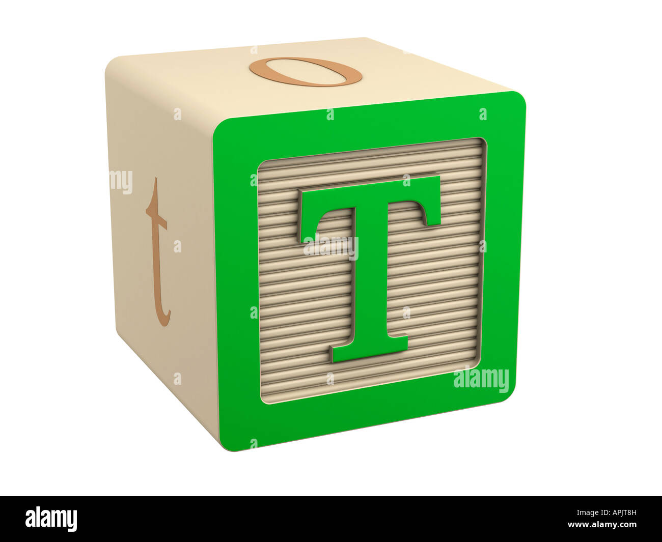 toy wooden block T green Stock Photo - Alamy
