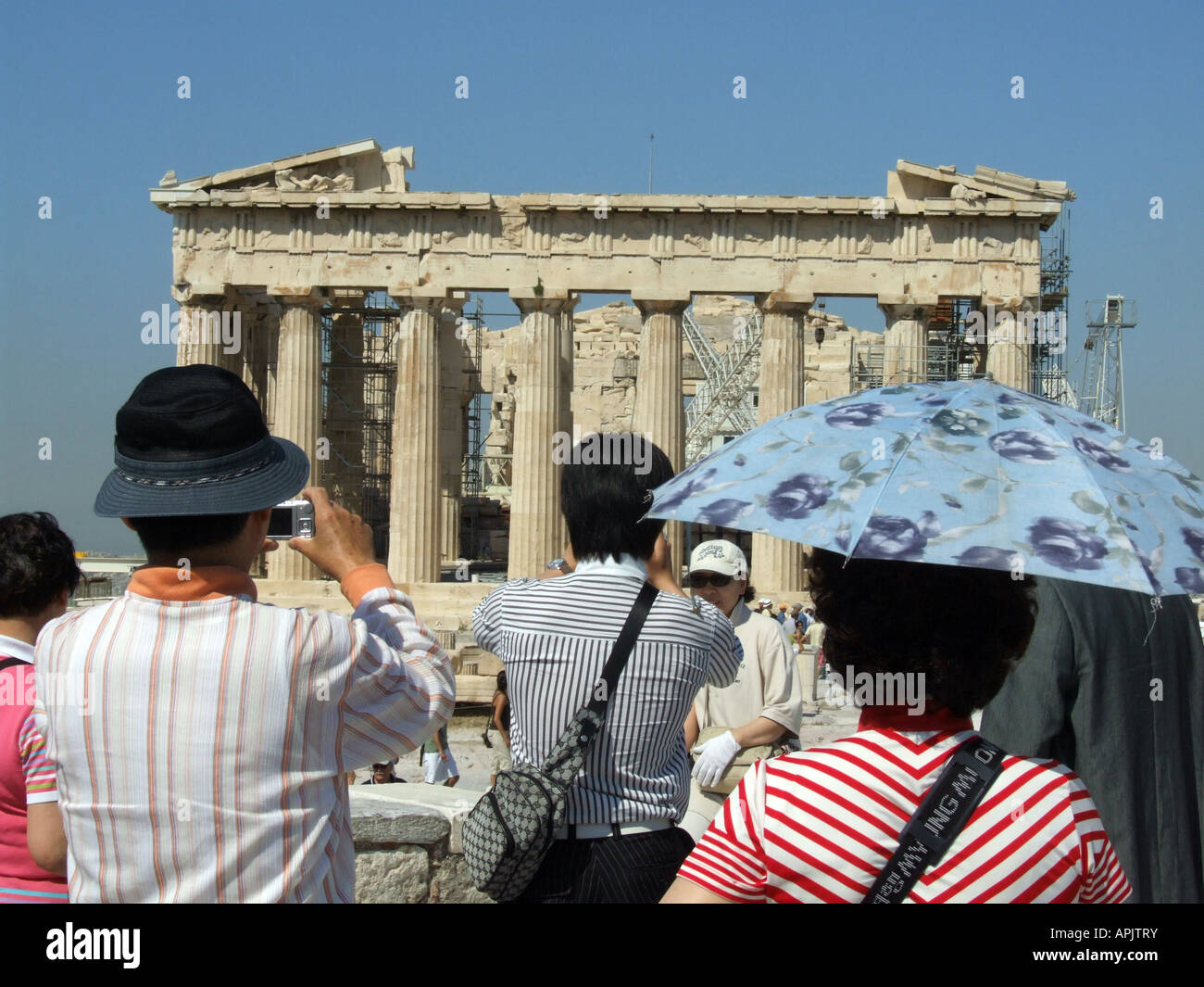 tourists by the parthenon in athens, greece Stock Photo - Alamy