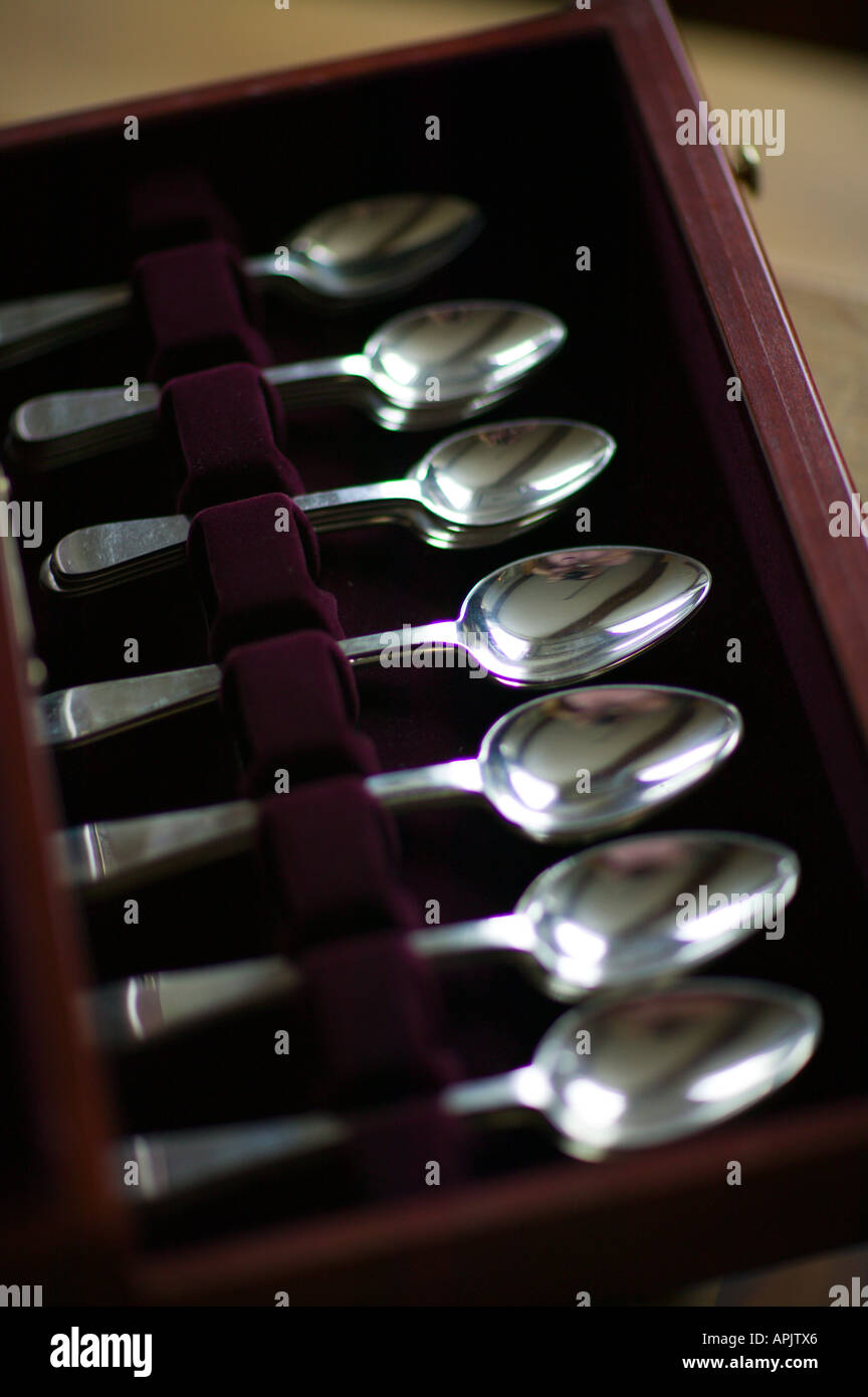Tiffany Silver Flatware Spoons Stock Photo - Alamy