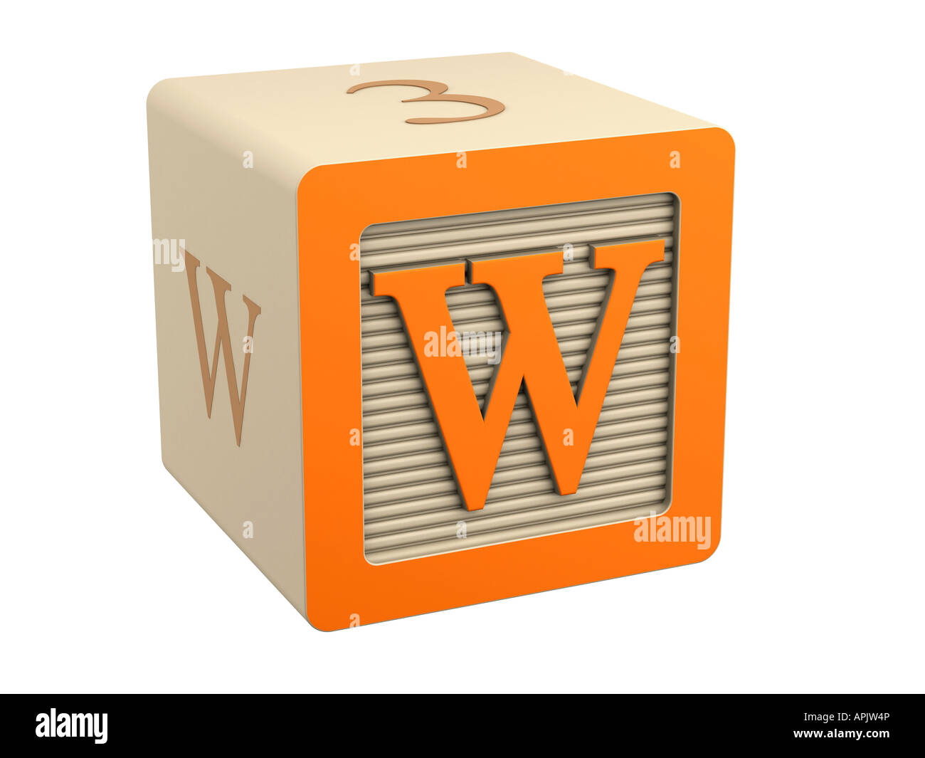 toy wooden block W orange Stock Photo - Alamy