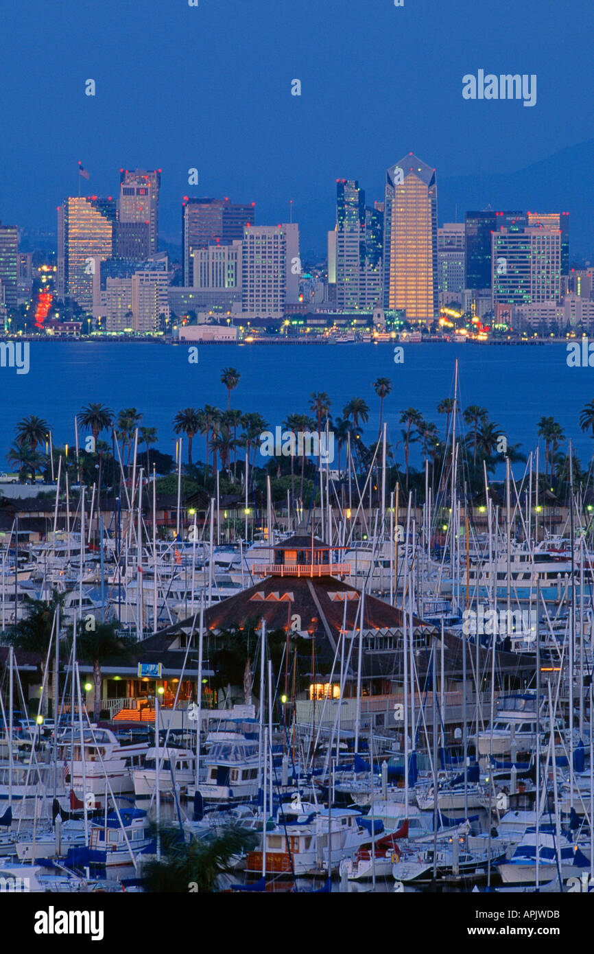 San Diego skyline and Harbour Island marina as viewed from Point Loma ...
