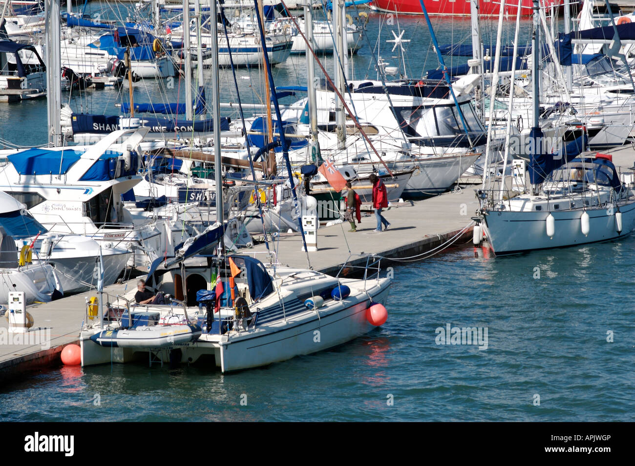 Yachts in Holyhead Marina Stock Photo - Alamy