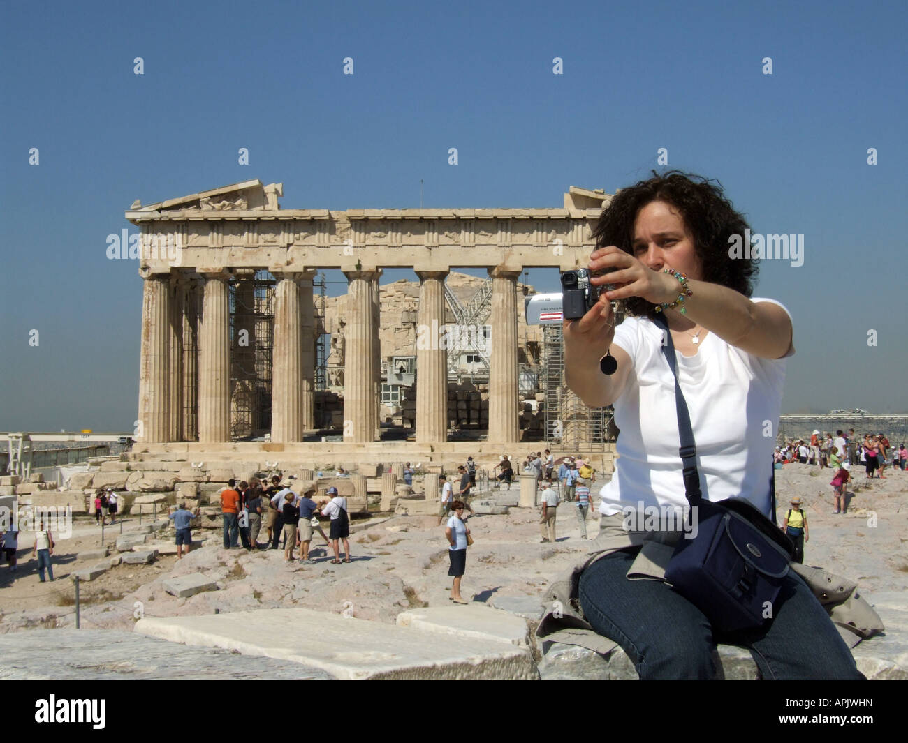 tourists by the parthenon in athens, greece Stock Photo - Alamy