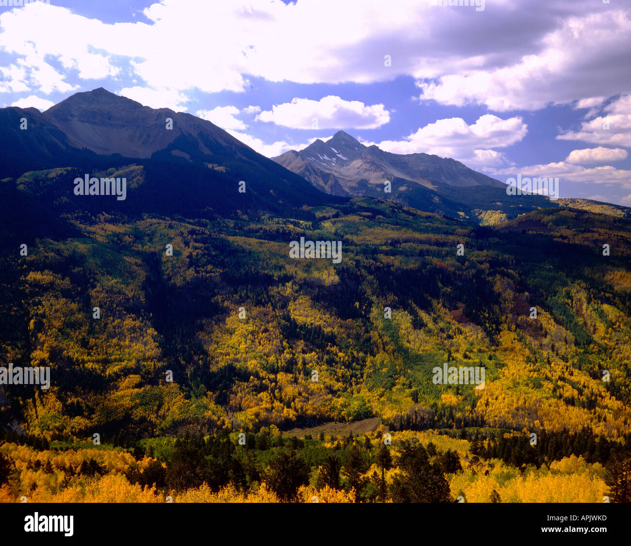 Colorado mountain scenery when Autumn provides golden colors to the ...