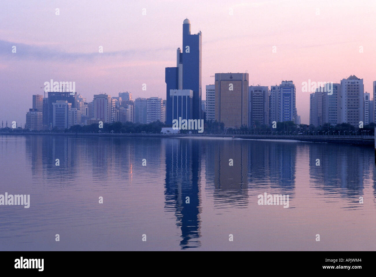 Dawn skyline Abu Dhabi United Arab Emirates Stock Photo - Alamy