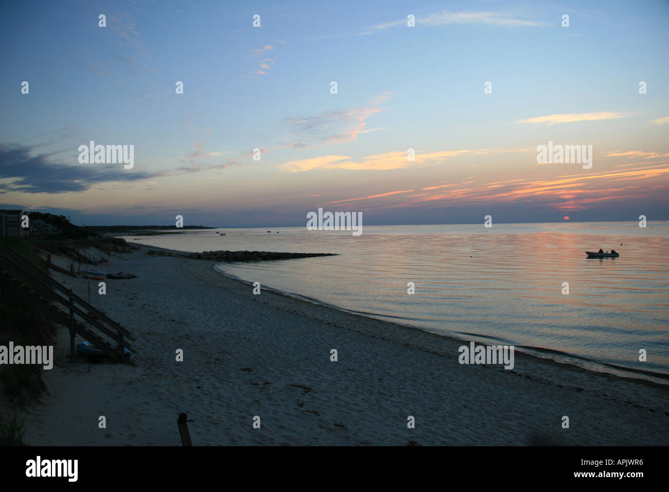 Beach at Brewster MA looking NW at sunset Stock Photo - Alamy