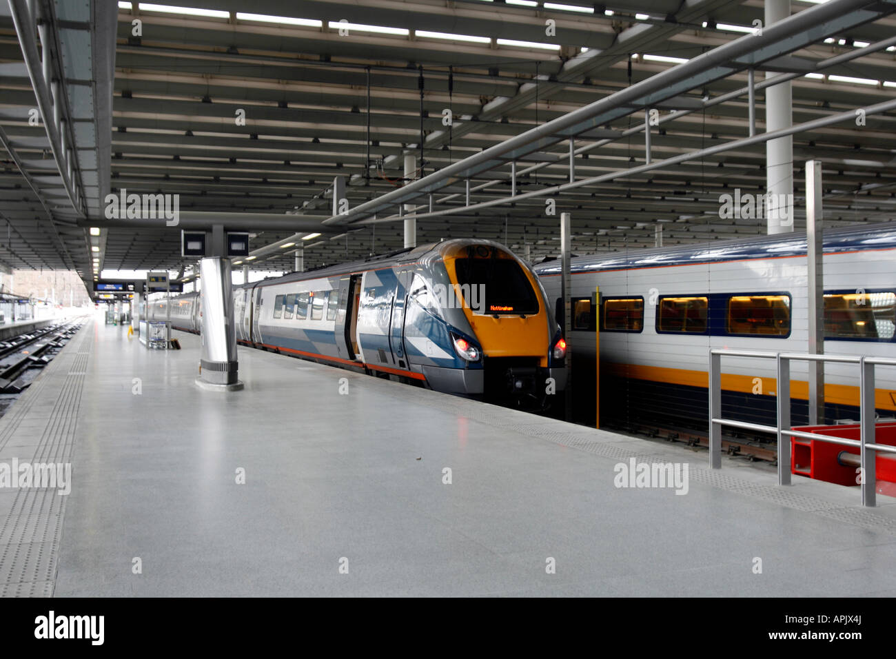 An East Midlands Trains Class 222 meridian at St Pancras but it is yet ...