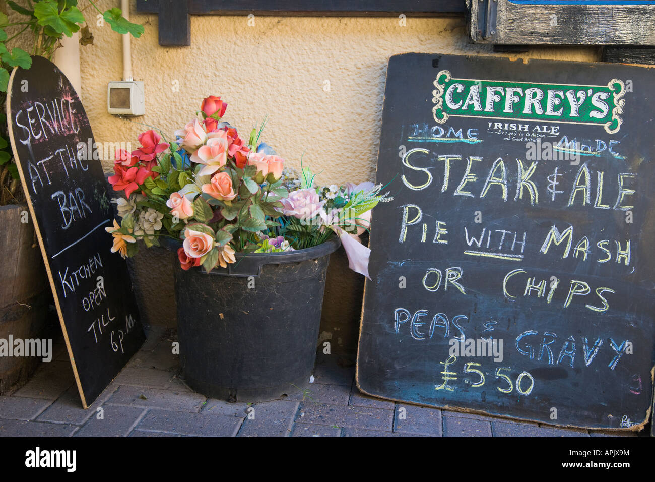 Gibraltar Hand made signs outside The Angry Friar English style pub ...