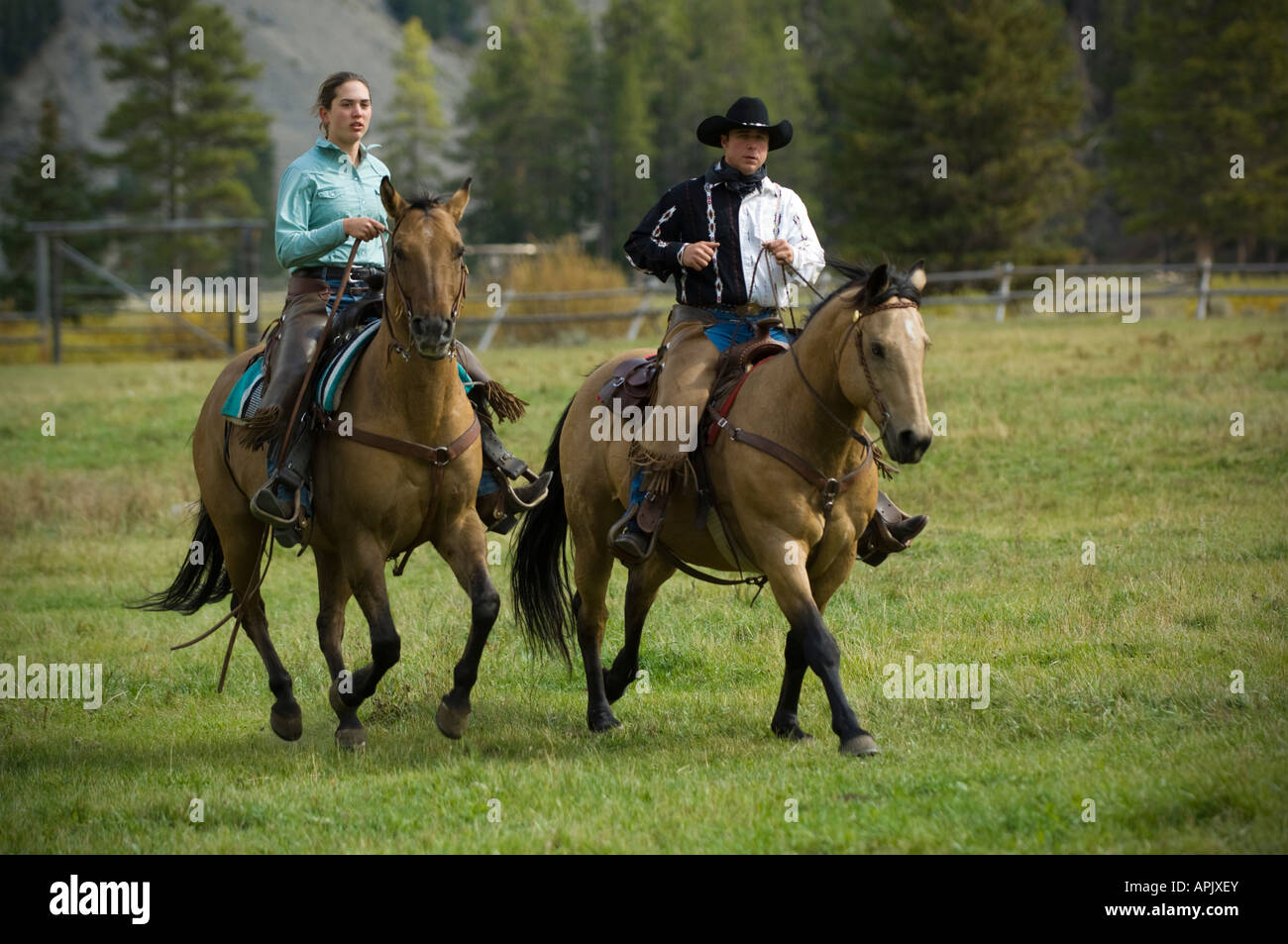 Horse and Rider Montana Stock Photo - Alamy