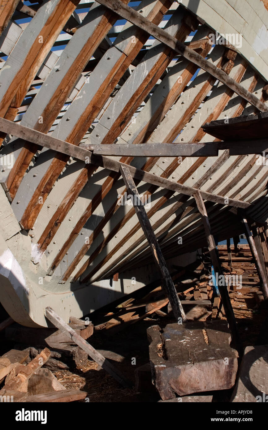 detail picture of traditional wooden fishing boat construction Stock ...