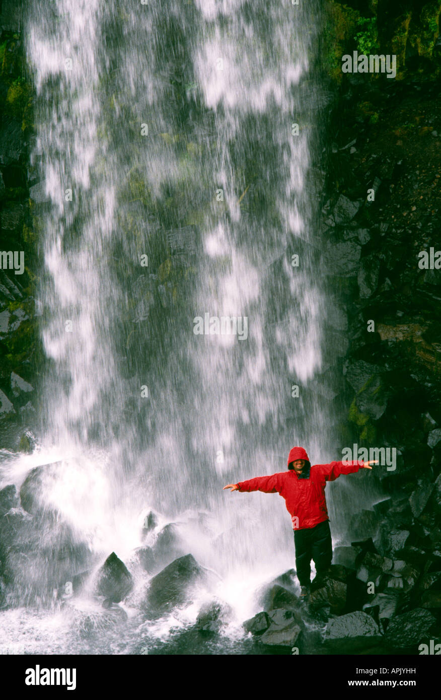 Carl Galvin in a red Mountain Equipment gore tex jacket under ...