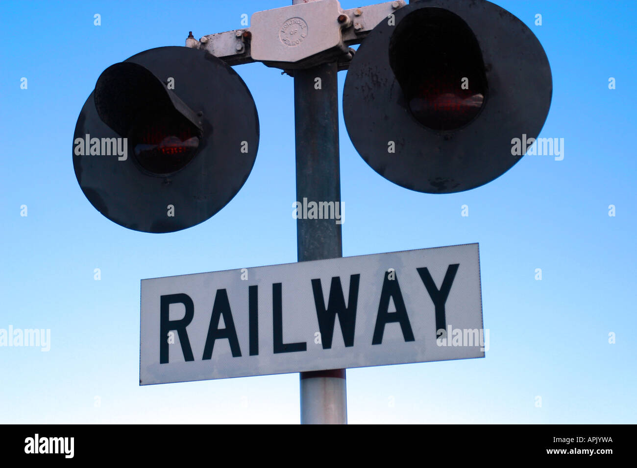 Railway Sign Railway is a chiefly British term for railroad Stock Photo ...