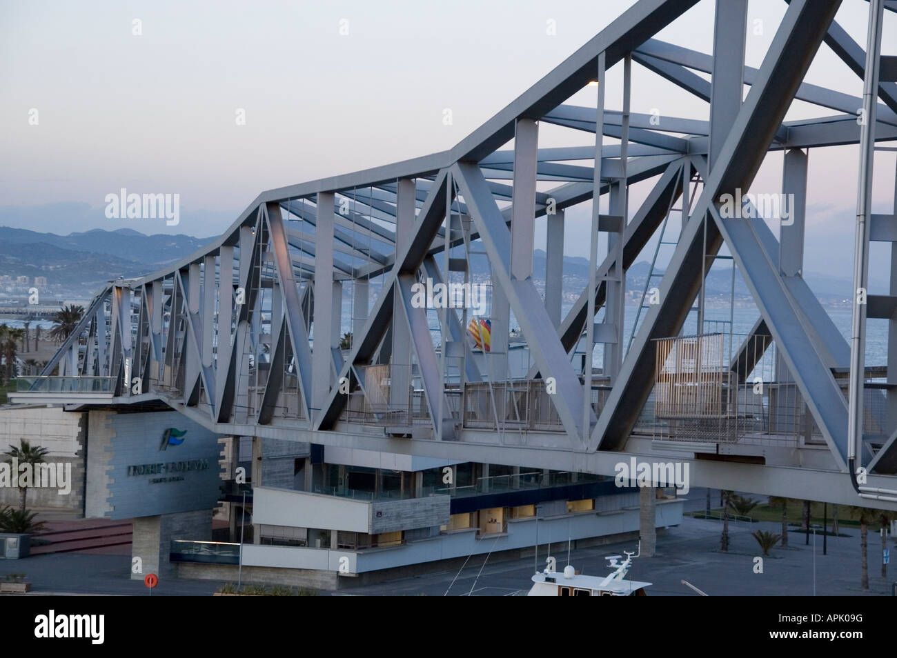 Metal bridge in the Forum zone. Barcelona Stock Photo - Alamy