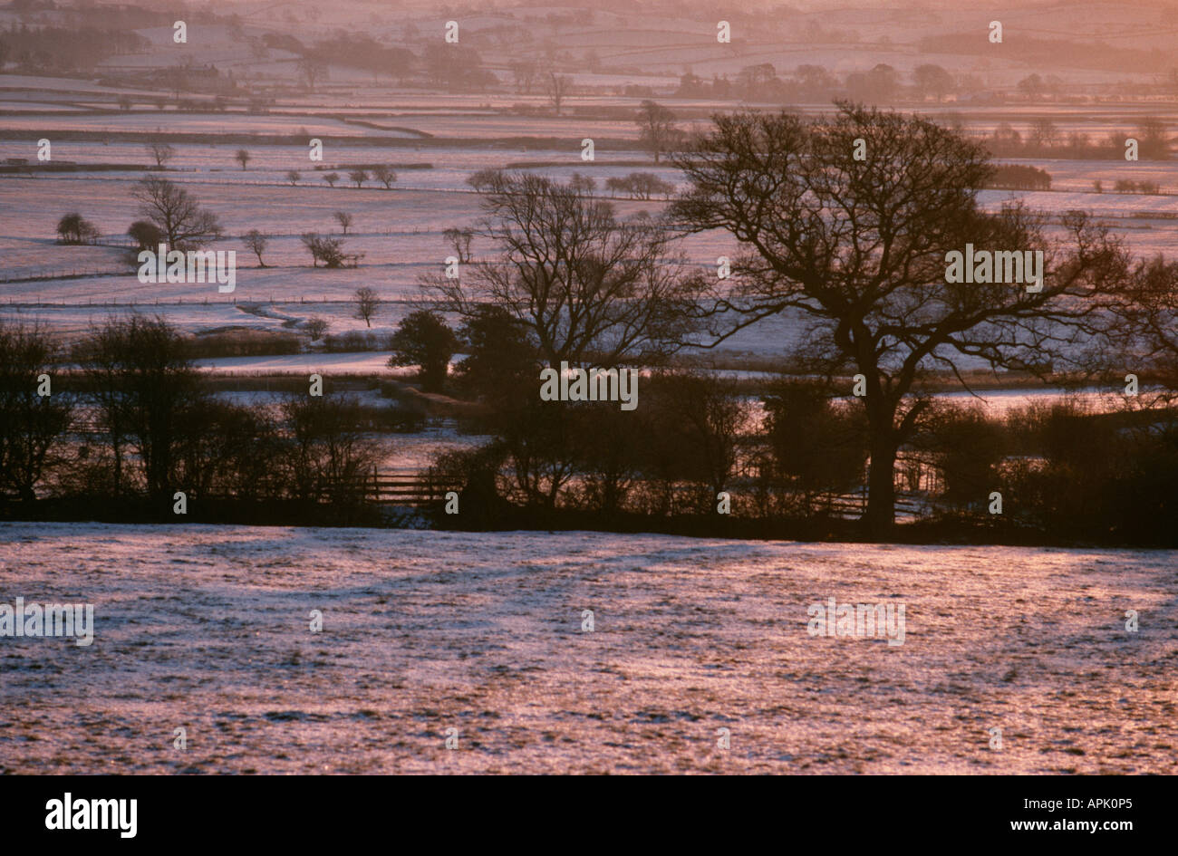 Sunrise over the Lune valley, viewed from a field near Whittington ...