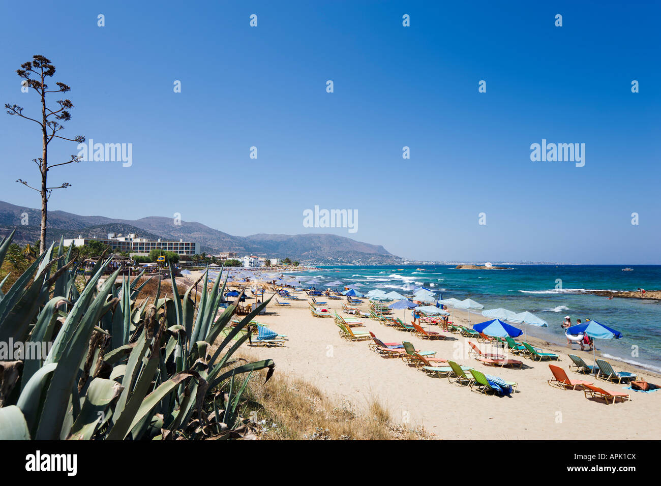 Beach, Malia, North Coast, Crete, Greece Stock Photo - Alamy
