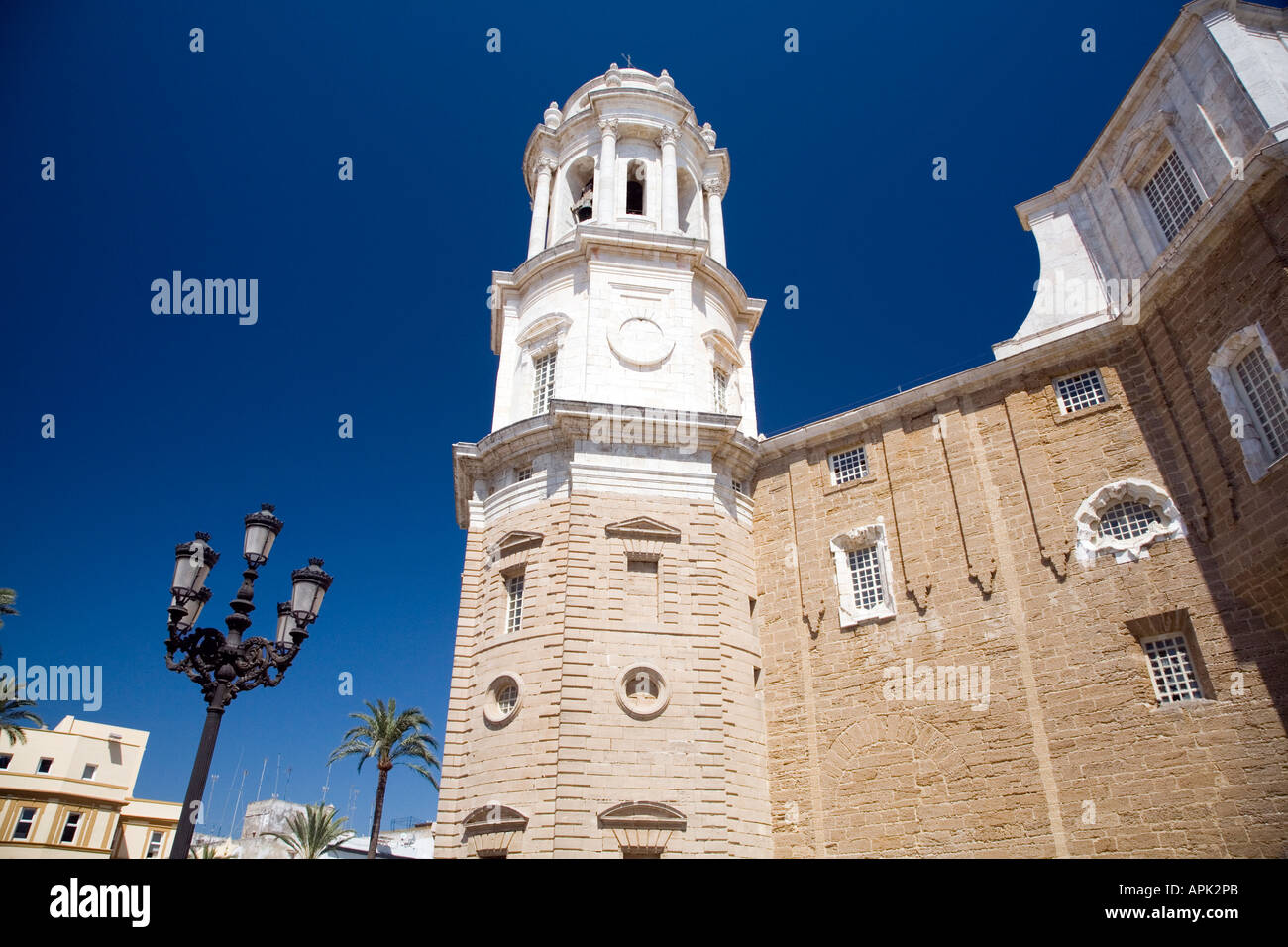 Colorful image of Western Tower of Cadiz Cathedral Stock Photo - Alamy