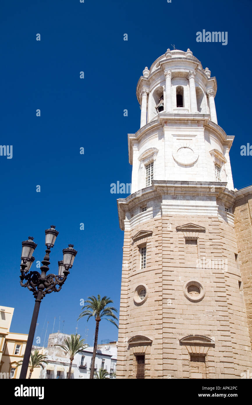 Colorful image of Western Tower of Cadiz Cathedral Stock Photo - Alamy