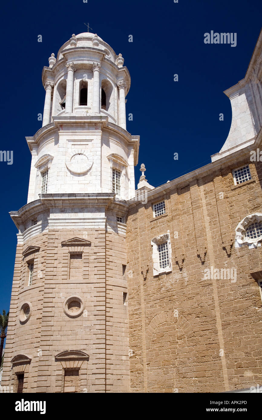 Colorful image of Western Tower of Cadiz Cathedral Stock Photo - Alamy