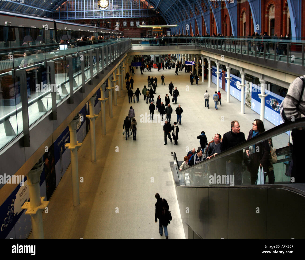 The concourse of St Pancras station seen from the platform level. To ...