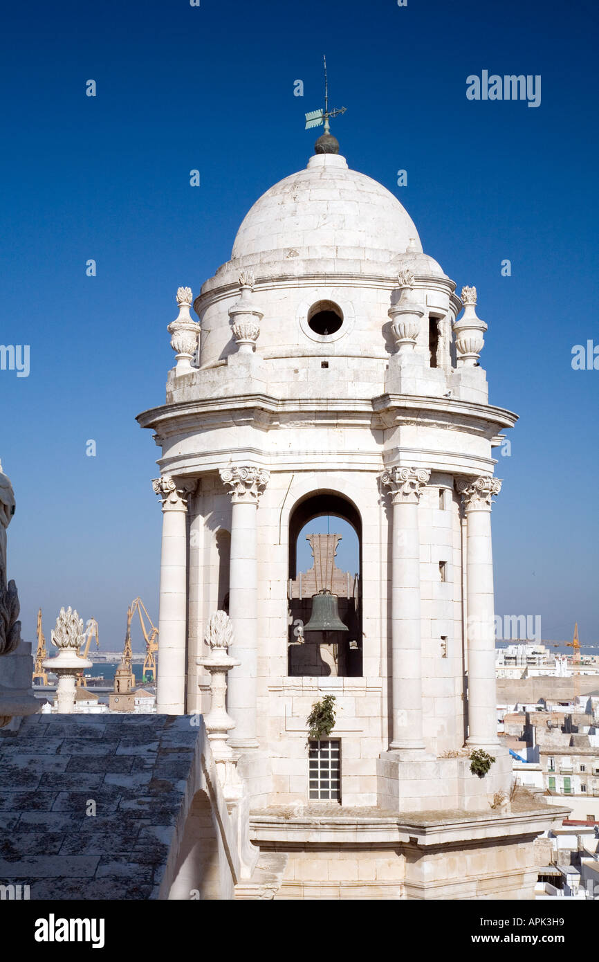 View of East Tower of Cadiz Cathedral from West Tower Stock Photo - Alamy