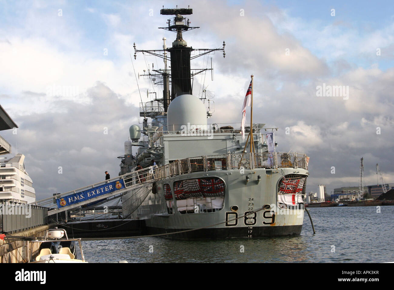 HMS Exeter Type 42 Destroyer moored at the London Boat Show. D89 Stock ...