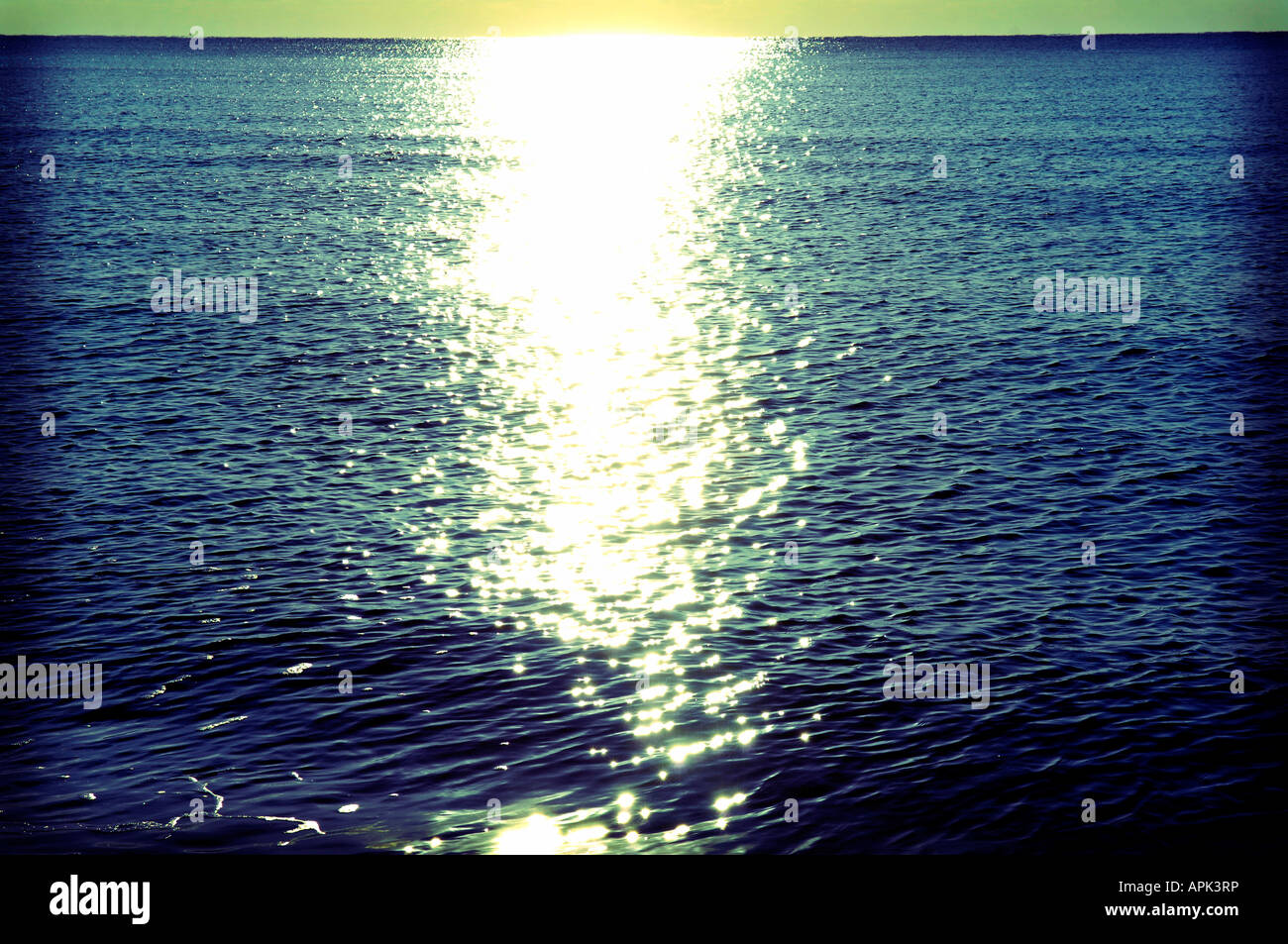 sea ocean water lomo sunset sunlight horizontal waves calm still Stock ...