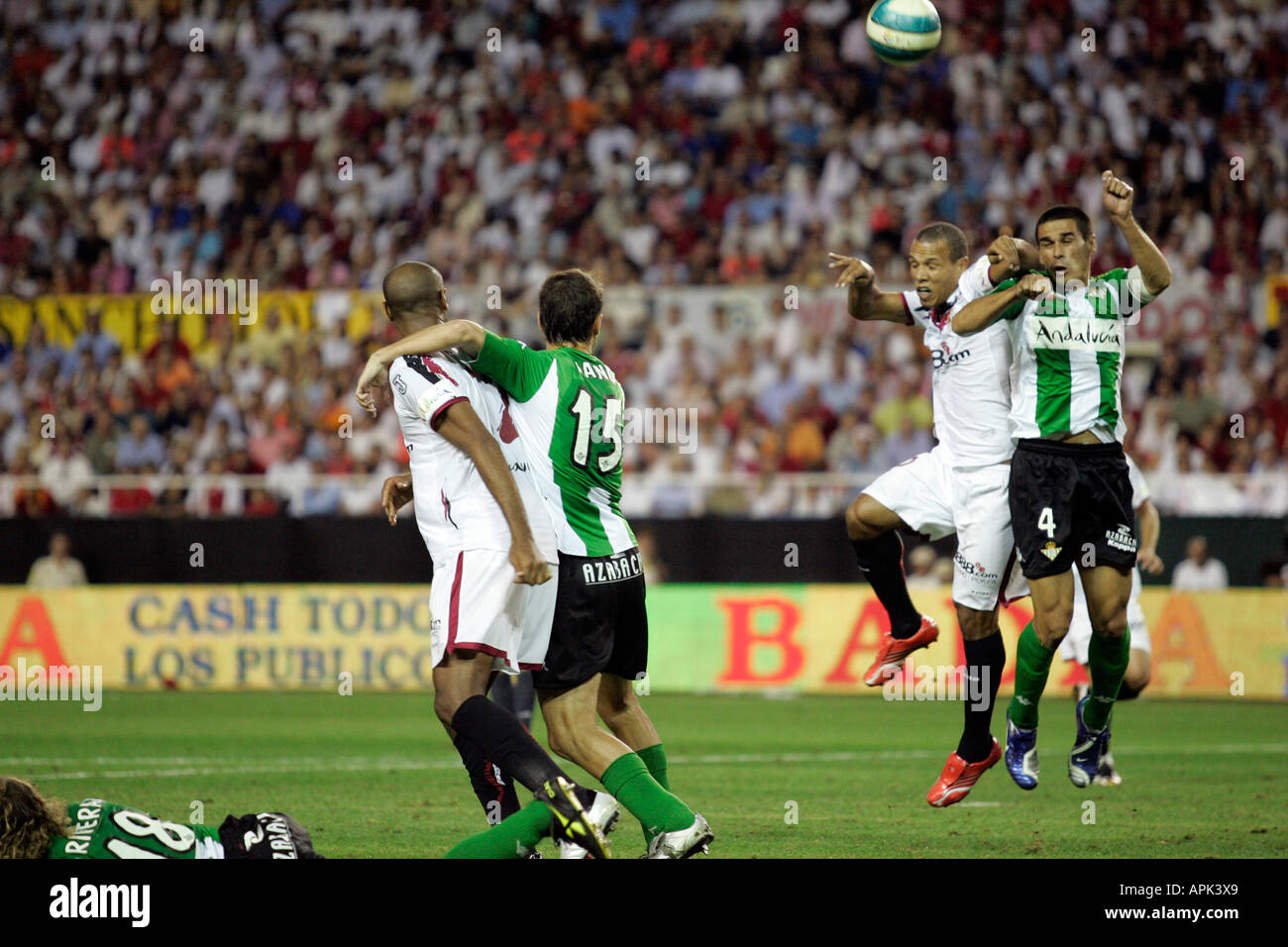 Aerial action in football Stock Photo - Alamy