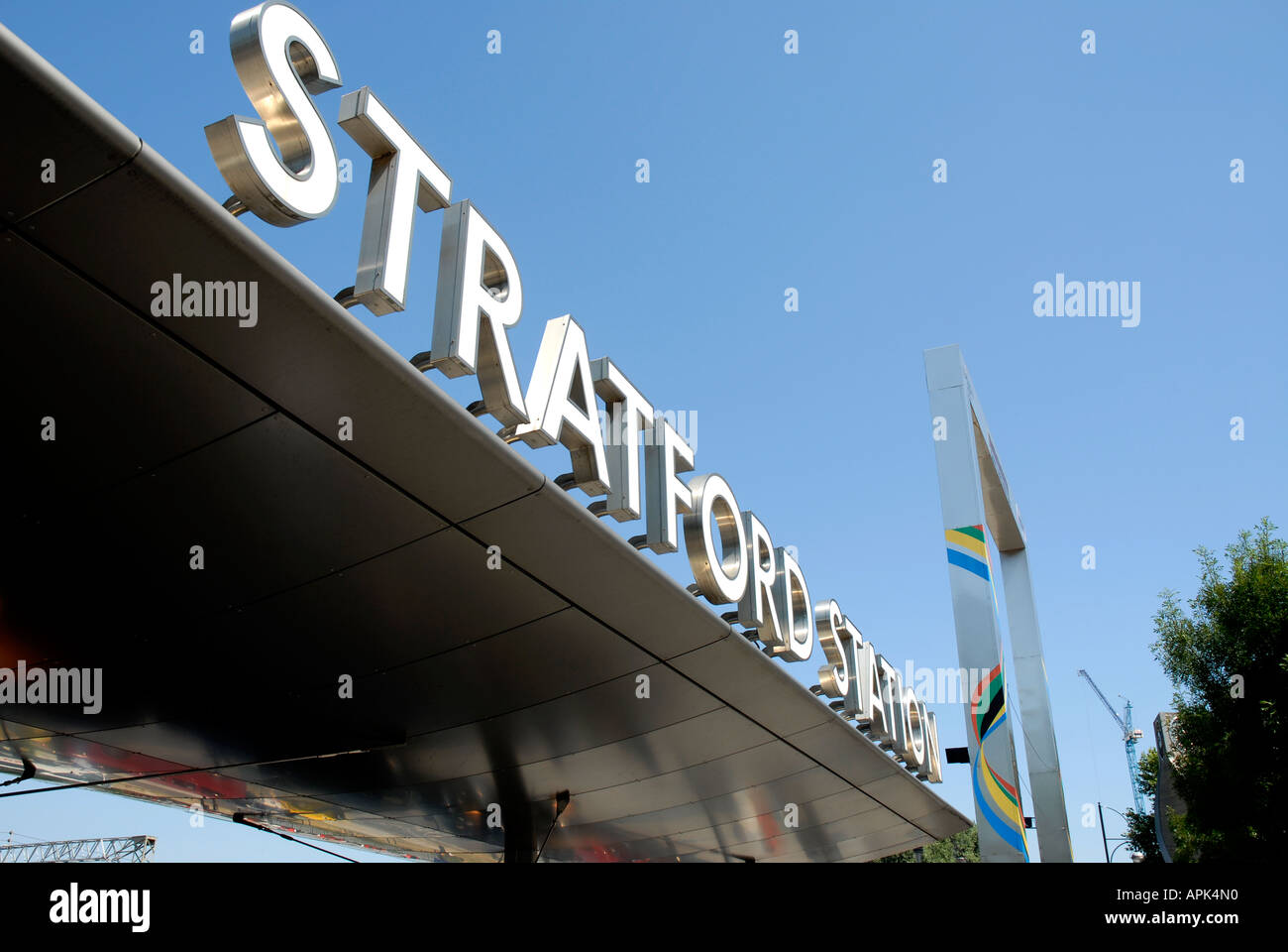 Stratford railway station sign London Stock Photo - Alamy
