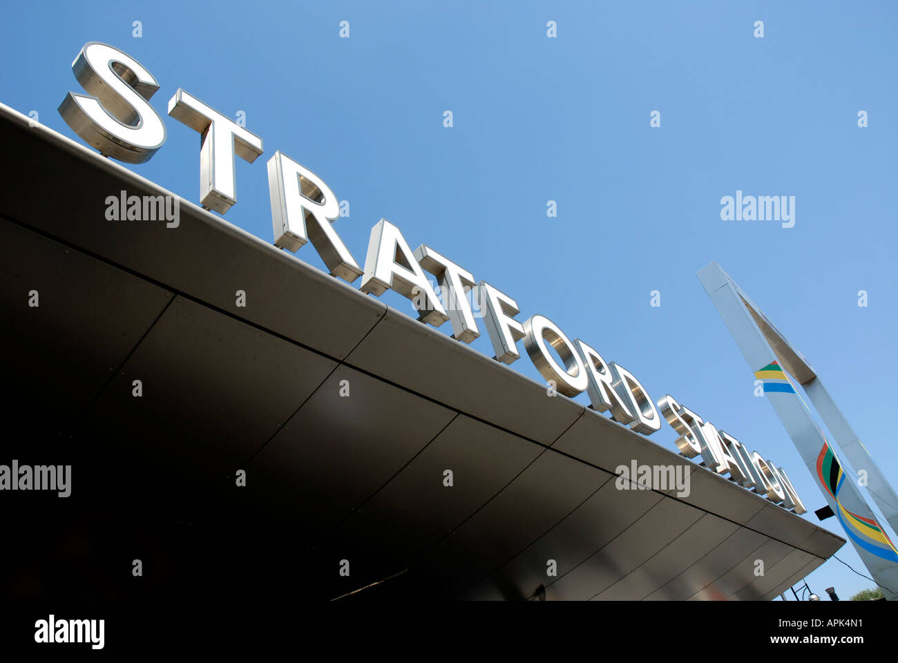 Stratford railway station sign London Stock Photo - Alamy