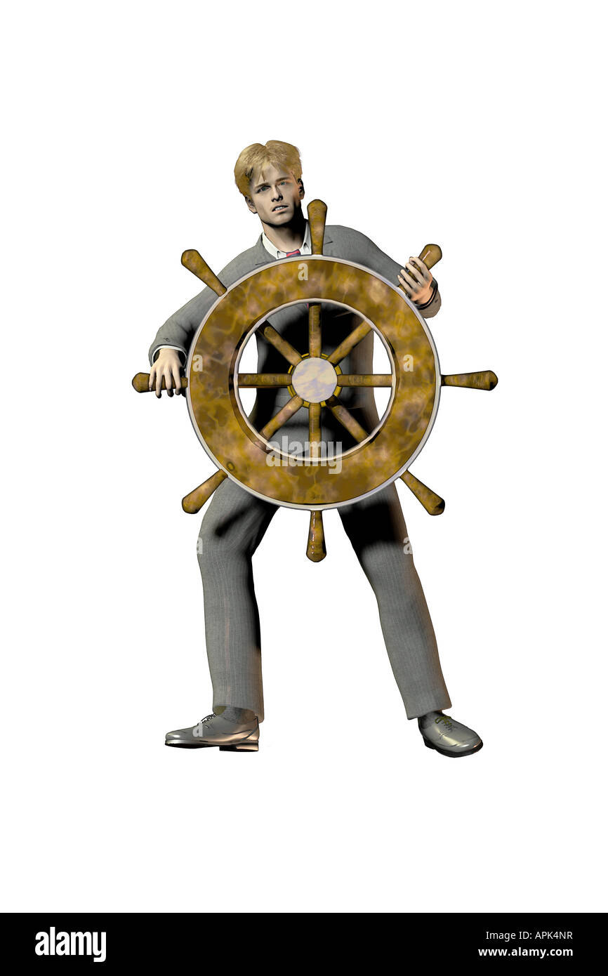 Businessman as captain of his ship Stock Photo - Alamy