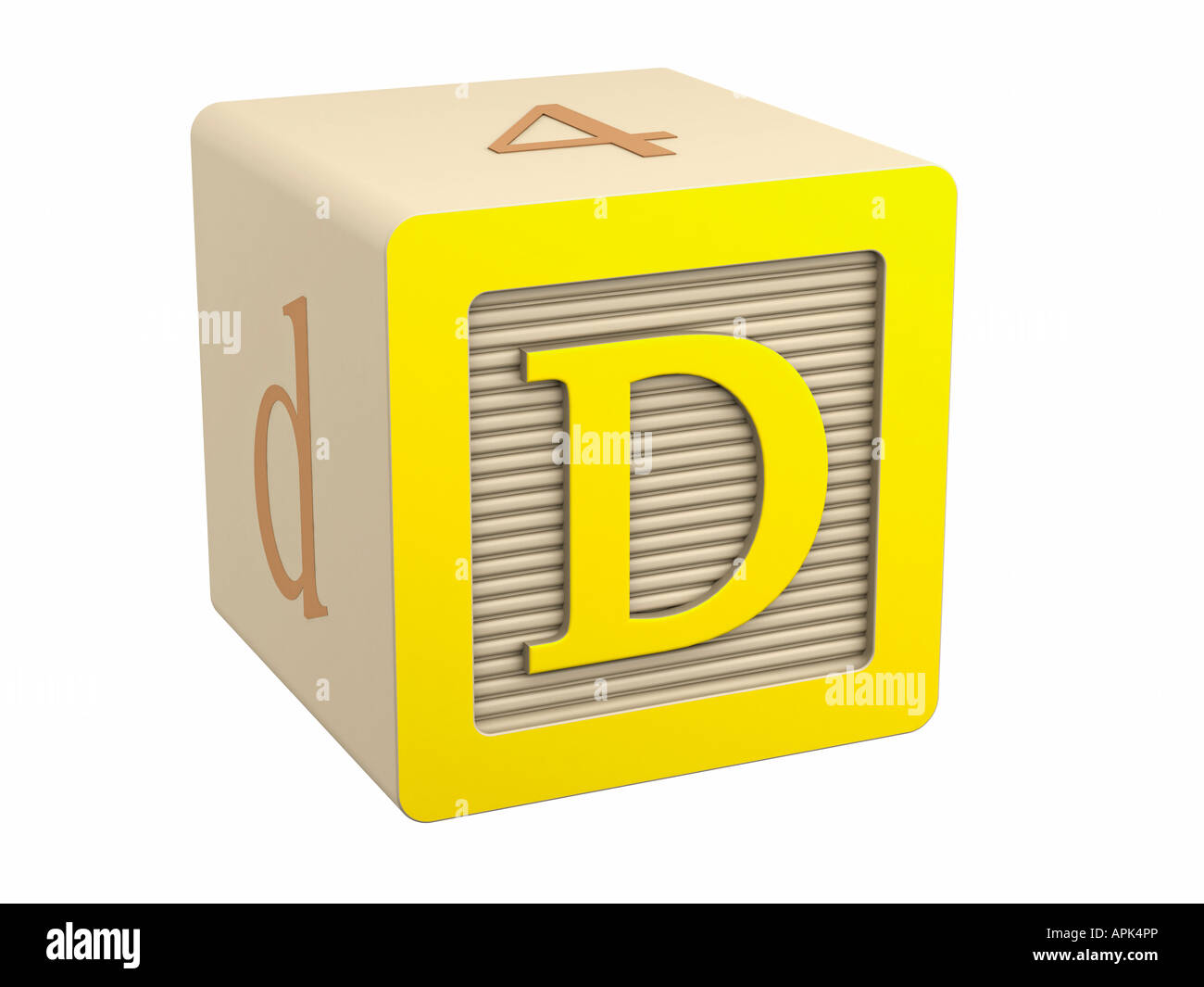 toy wooden block D yellow Stock Photo - Alamy