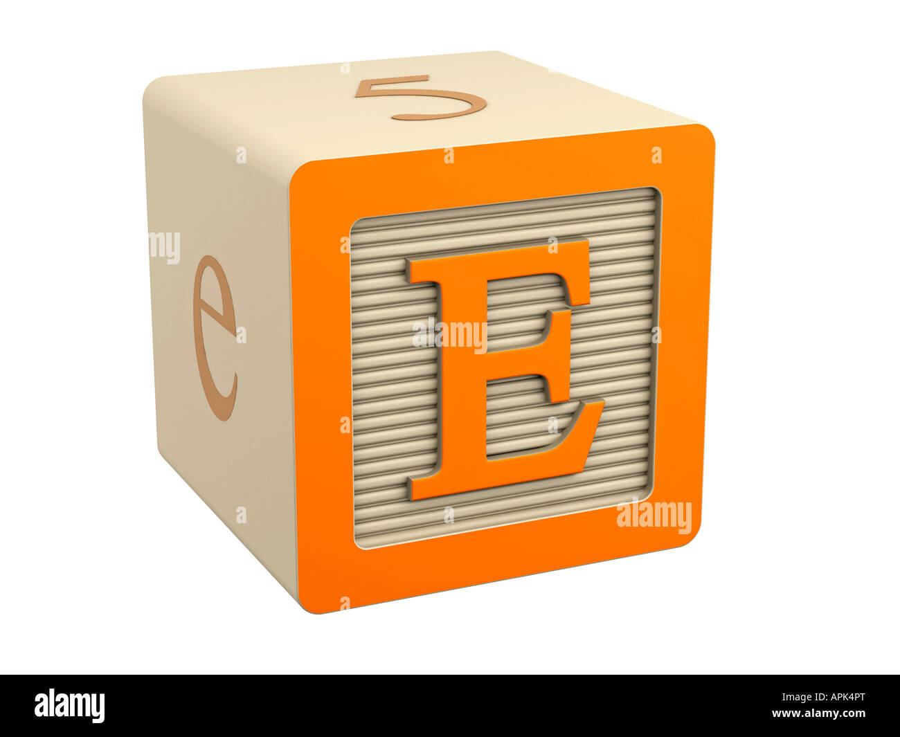 toy wooden block E orange Stock Photo - Alamy